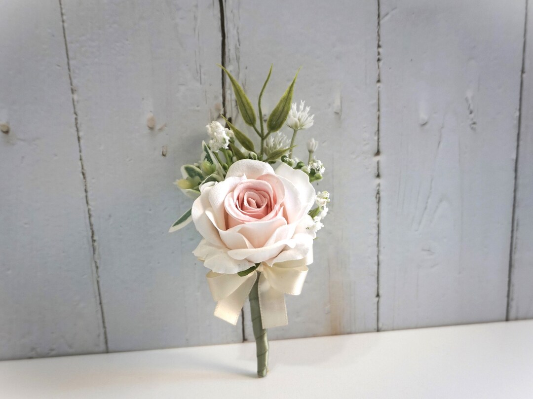 Light Blush Corsage, Blush Buttonhole, Blush Rose Boutonniere, Blush ...
