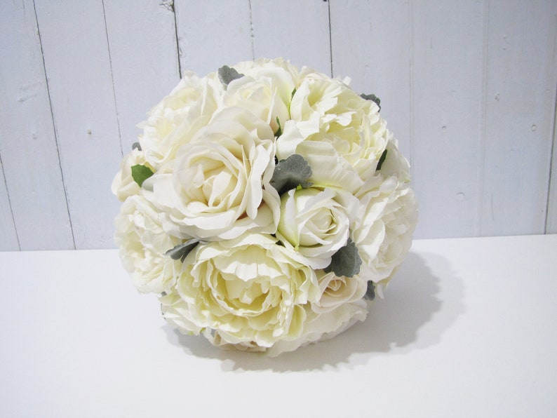 Ivory Roses Bridal Bouquet Bridesmaid Bouquet Ivory Flower - Etsy