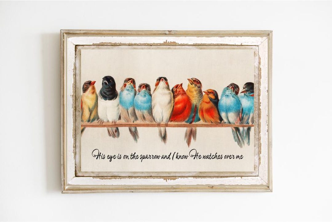 Vintage Bird Art Print: Bible Verse Christian Wall Decor - Etsy