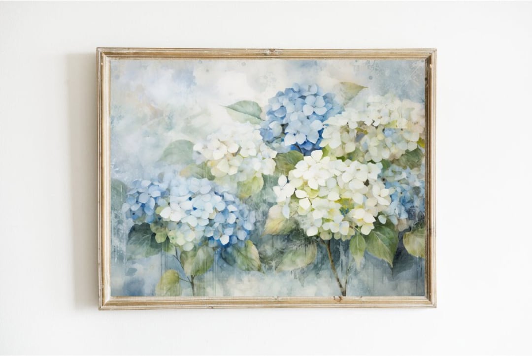 French Country Flowers, Blue Hydrangea Ready to Frame GIFT FOR HER - Etsy