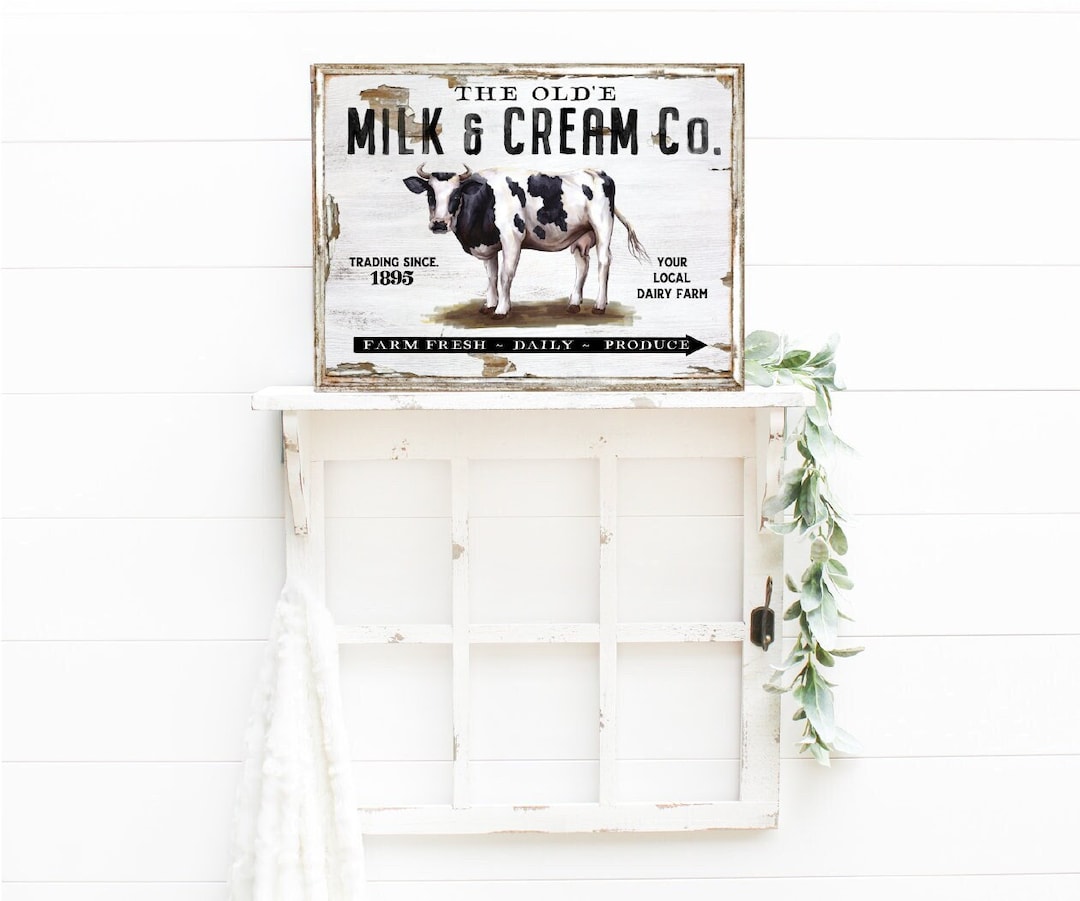 Farmhouse Cow Sign French Country Cow Kitchen Art Print - Etsy