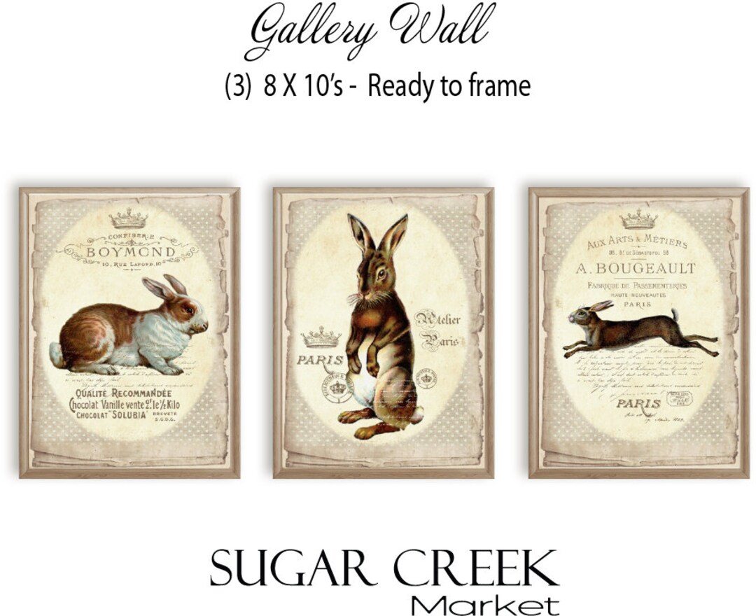 French Country Rabbit Painting Print - Etsy