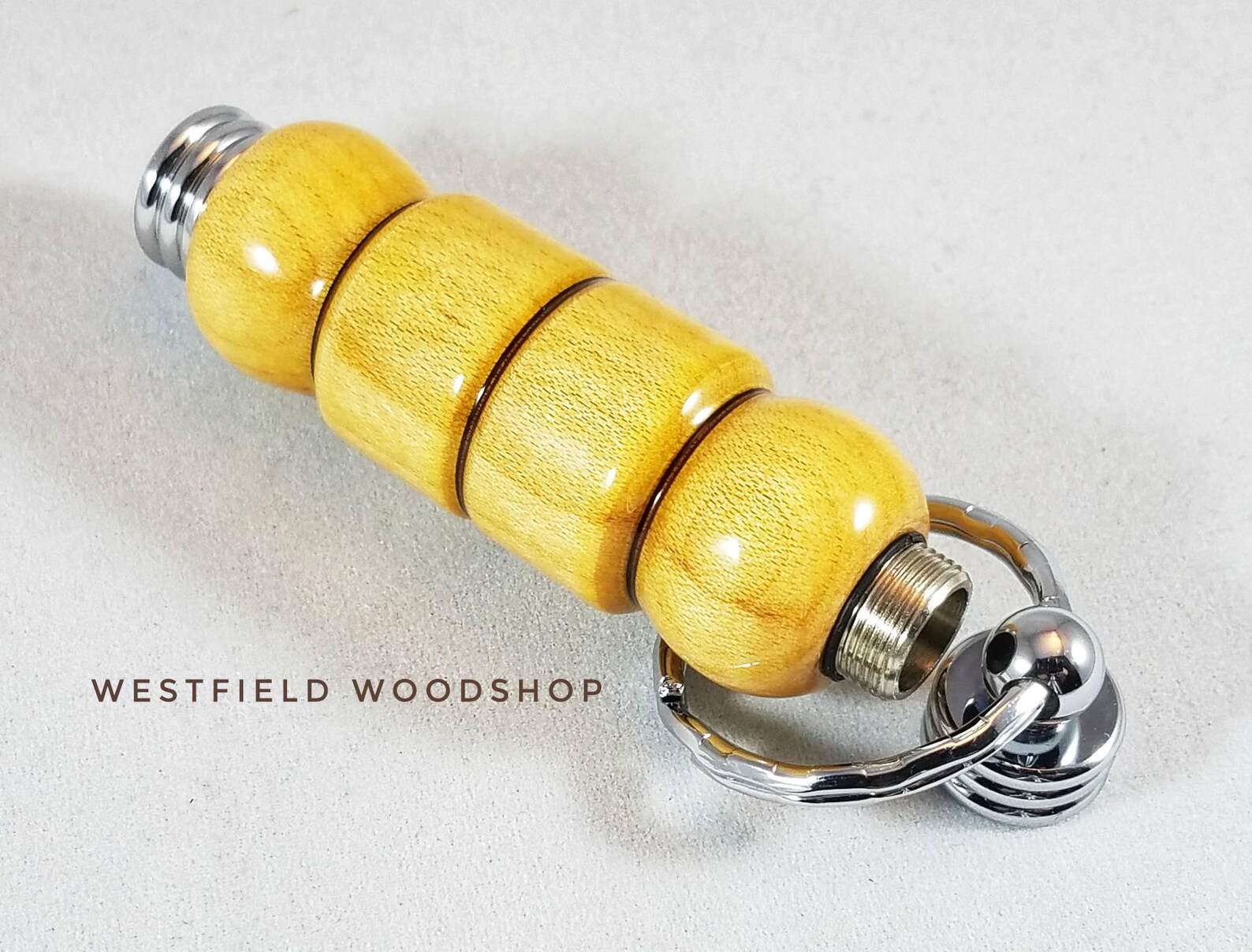 Secret Compartment Keychain in Maple Wood and Chrome - Etsy