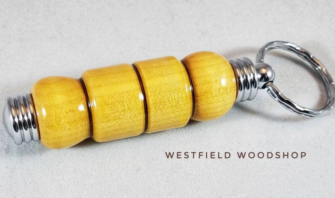 Secret Compartment Keychain in Maple Wood and Chrome - Etsy