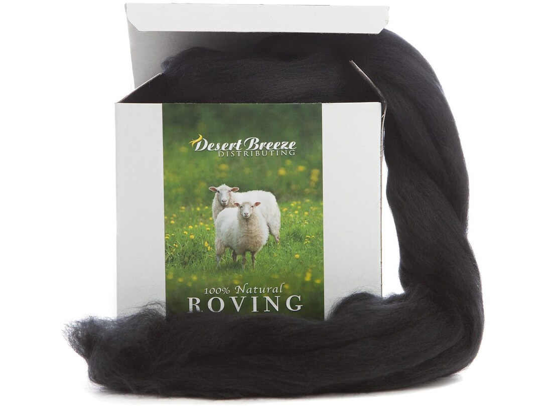 Merino Wool Roving, 8 OZ Size, Raven Black, Best Merino Wool for ...