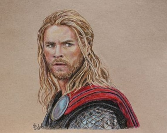 Paper Paper & Surfaces realistic THOR drawing handmade with colored ...