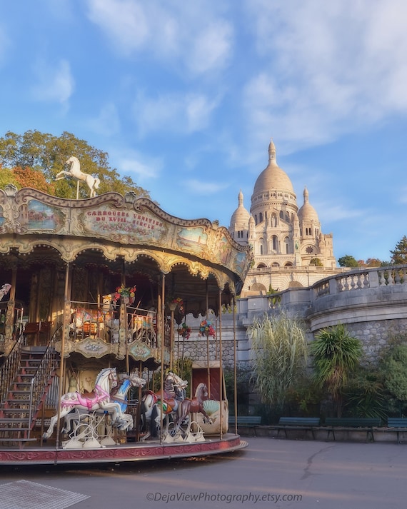 Sacré-coeur Carousel Montmartre Wall Art Paris Photography - Etsy