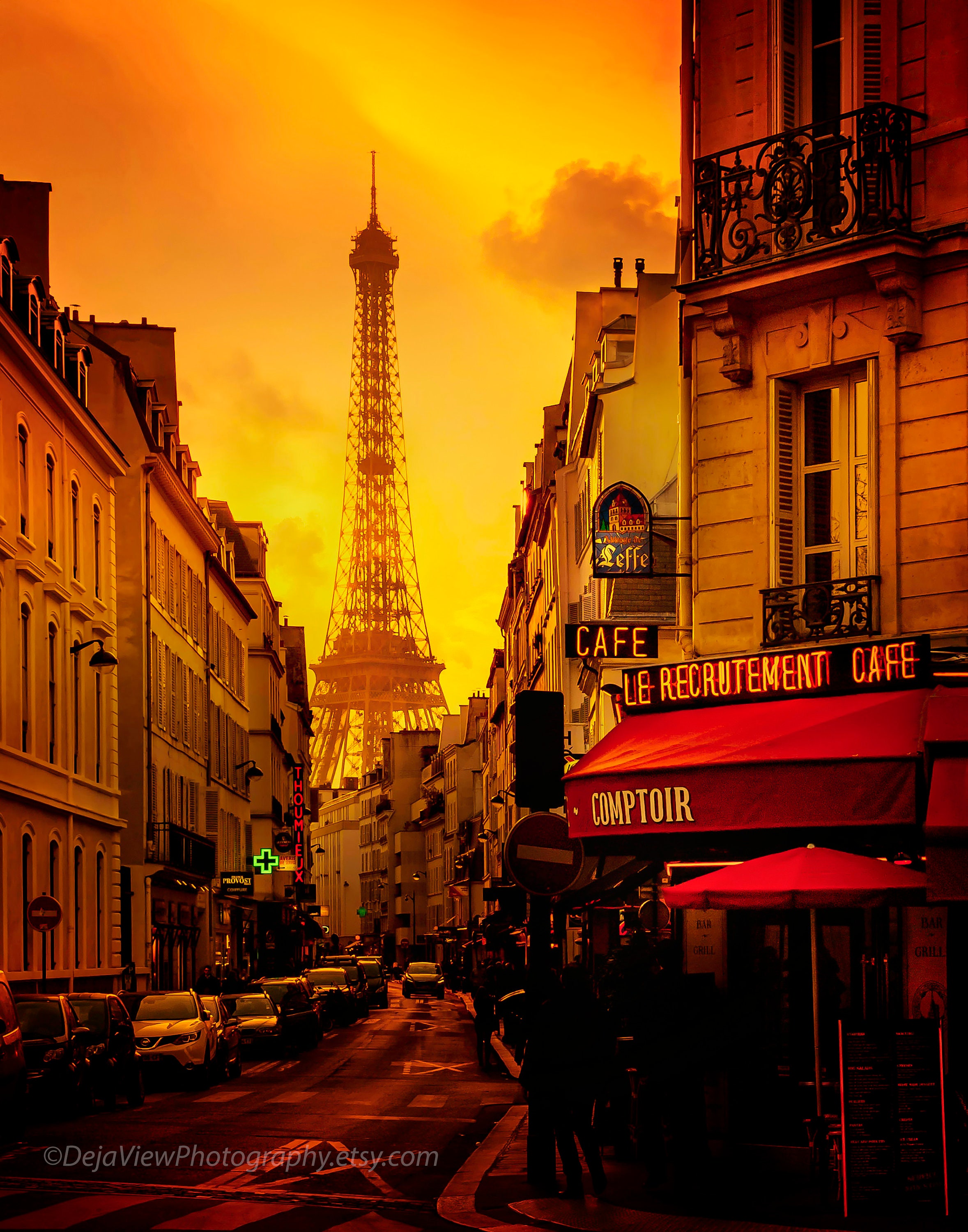 Le Recrutement Café, Eiffel Tower Print, Paris Photos, Paris Pictures ...