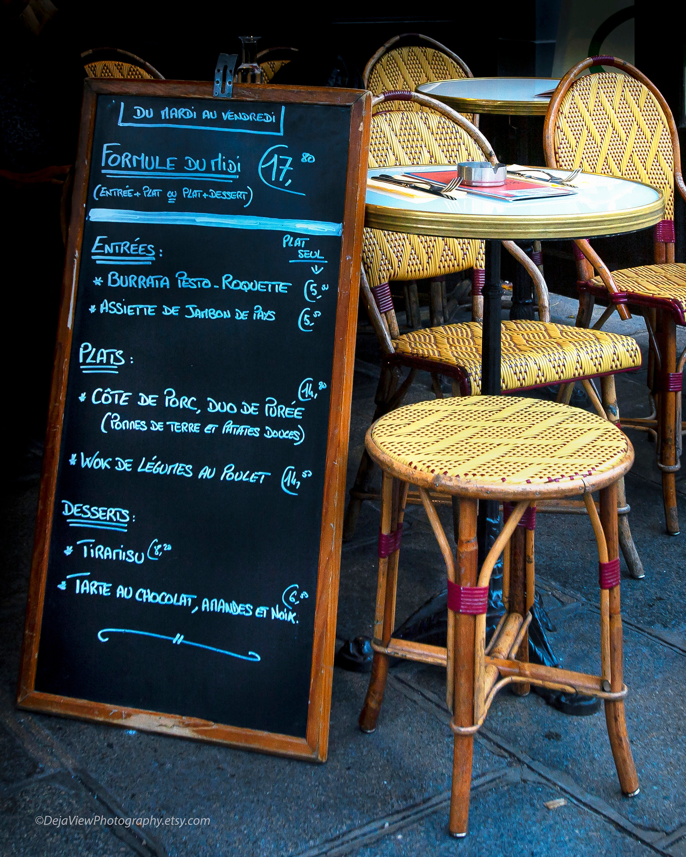 Sidewalk Cafe Menu Paris Photography Paris Cafe Art Café - Etsy