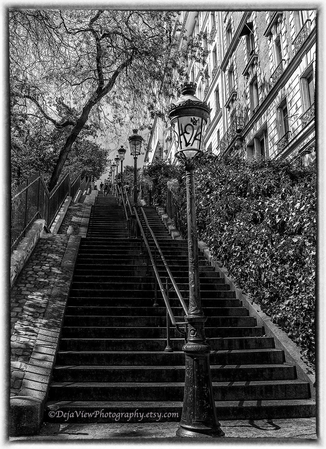 Montmartre Steps, Paris Photography, Paris Wall Art, Paris Black and ...