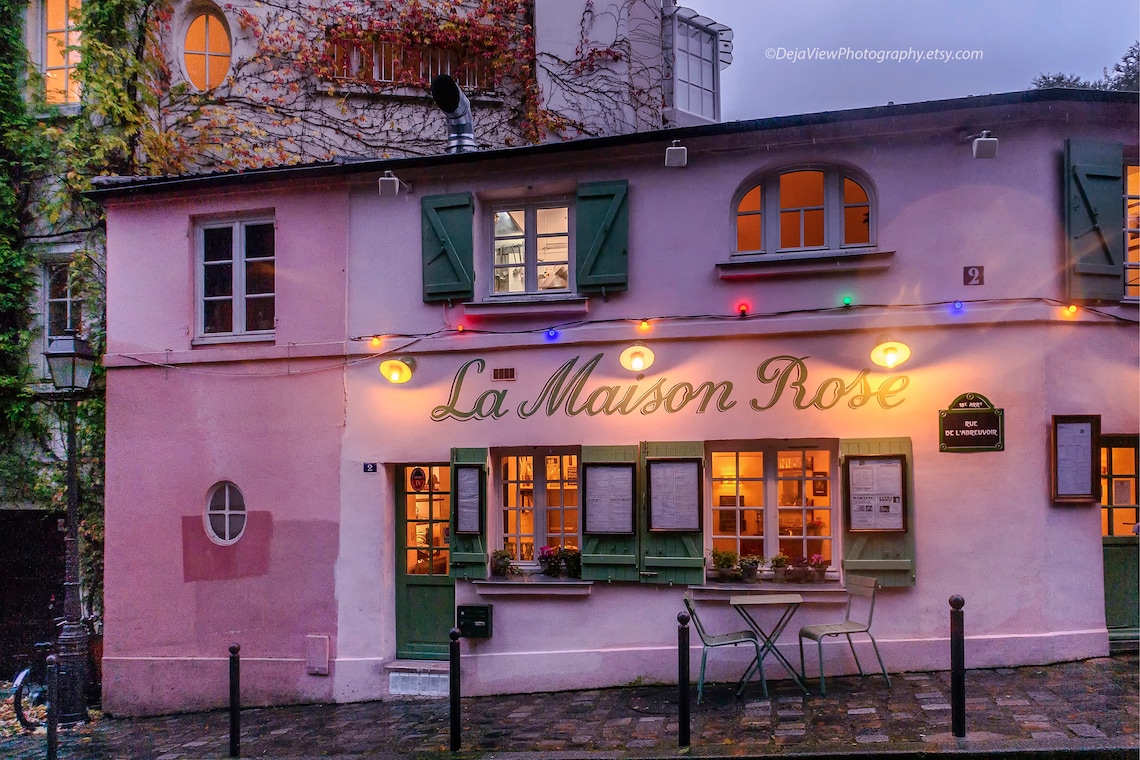 Le Maison Rose Montmartre Paris Paris by Night Paris Winter - Etsy