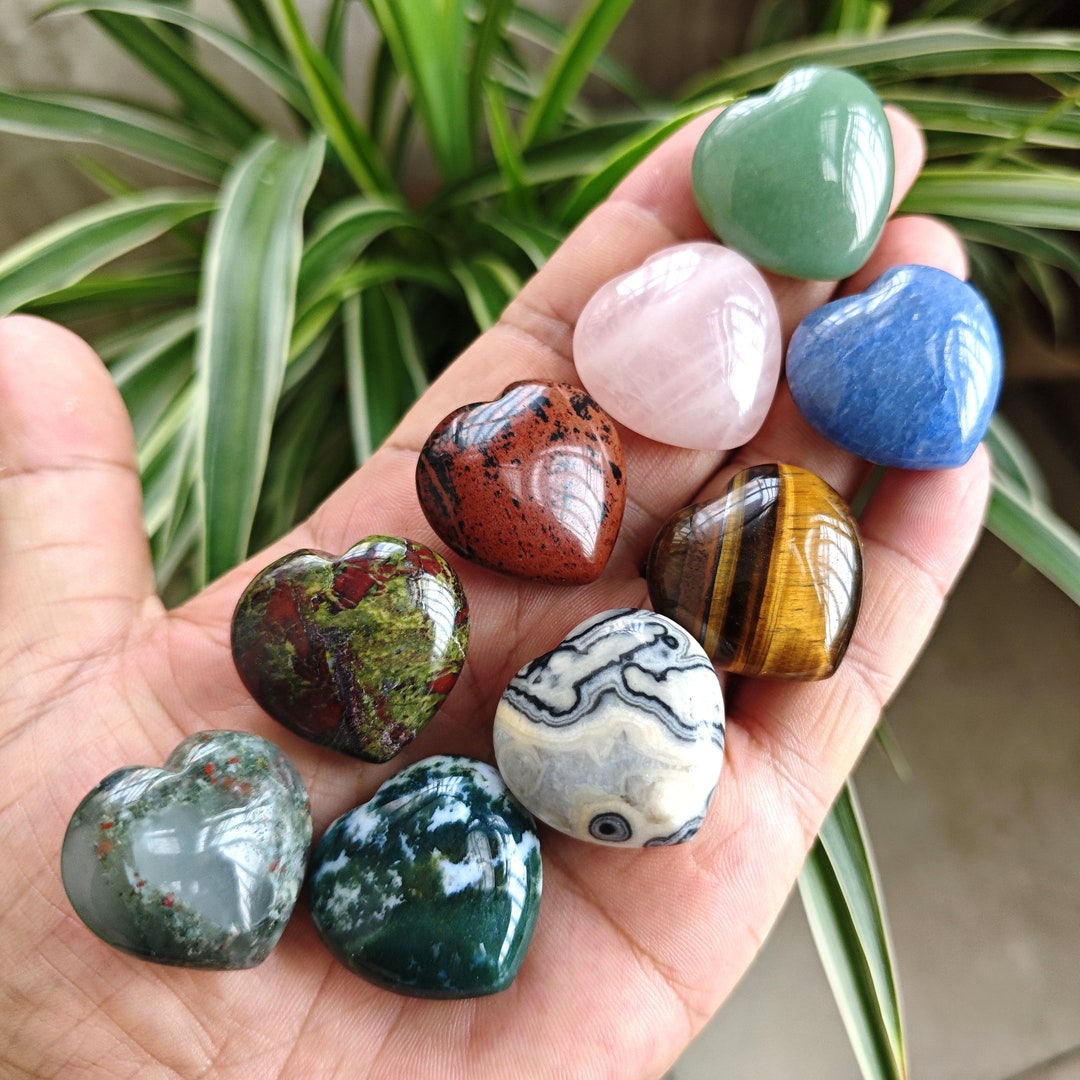 30mm Heart Shape Stone Natural Crystal Heart Gemstone Hearts Stone ...