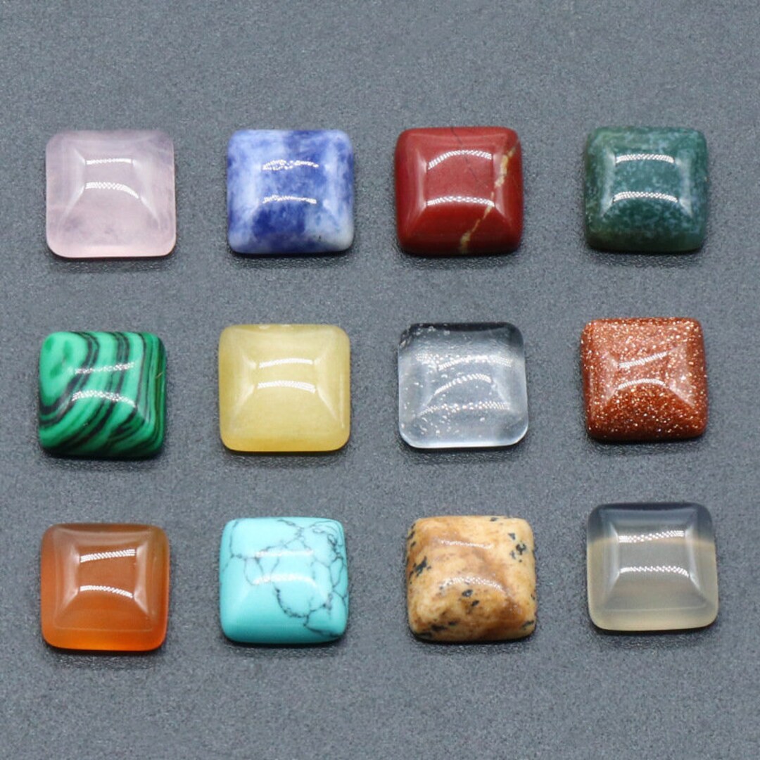 1010mm Square Gemstone Cabochons Assorted Crystal Flat Back Cabochons ...