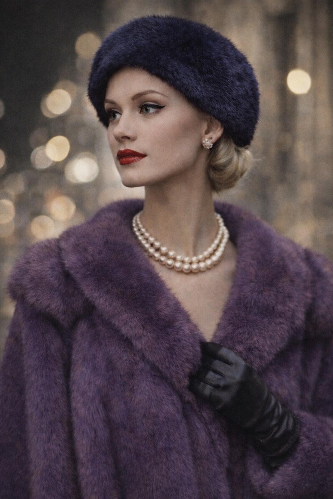 Vintage Blue Mink Fur Hat 1950s | Old Hollywood Art Deco | Rare German ...