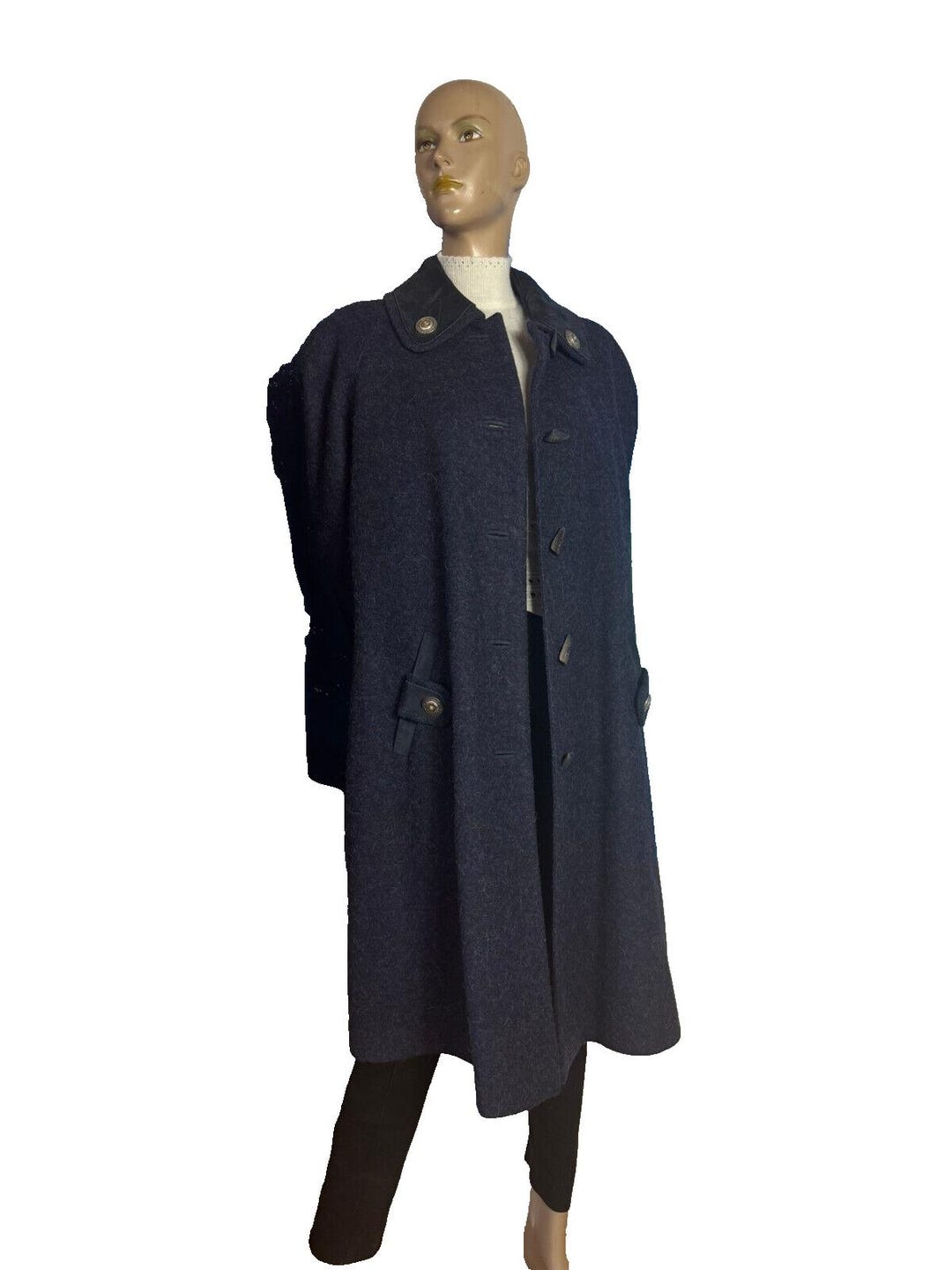 Vintage Coat Alpaca Wool Blue Trench Coat Coachman Coat 60s Original 44 ...