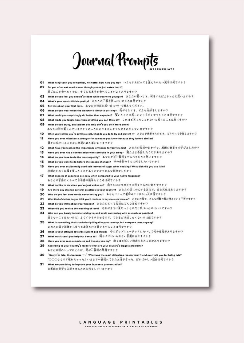 Intermediate Japanese Journal Writing Pack 2 - Etsy