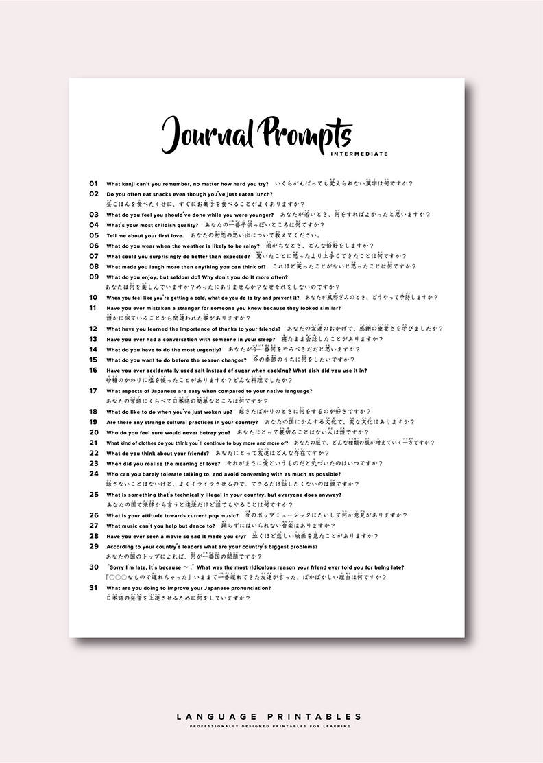 Intermediate Japanese Journal Writing Pack 2 - Etsy