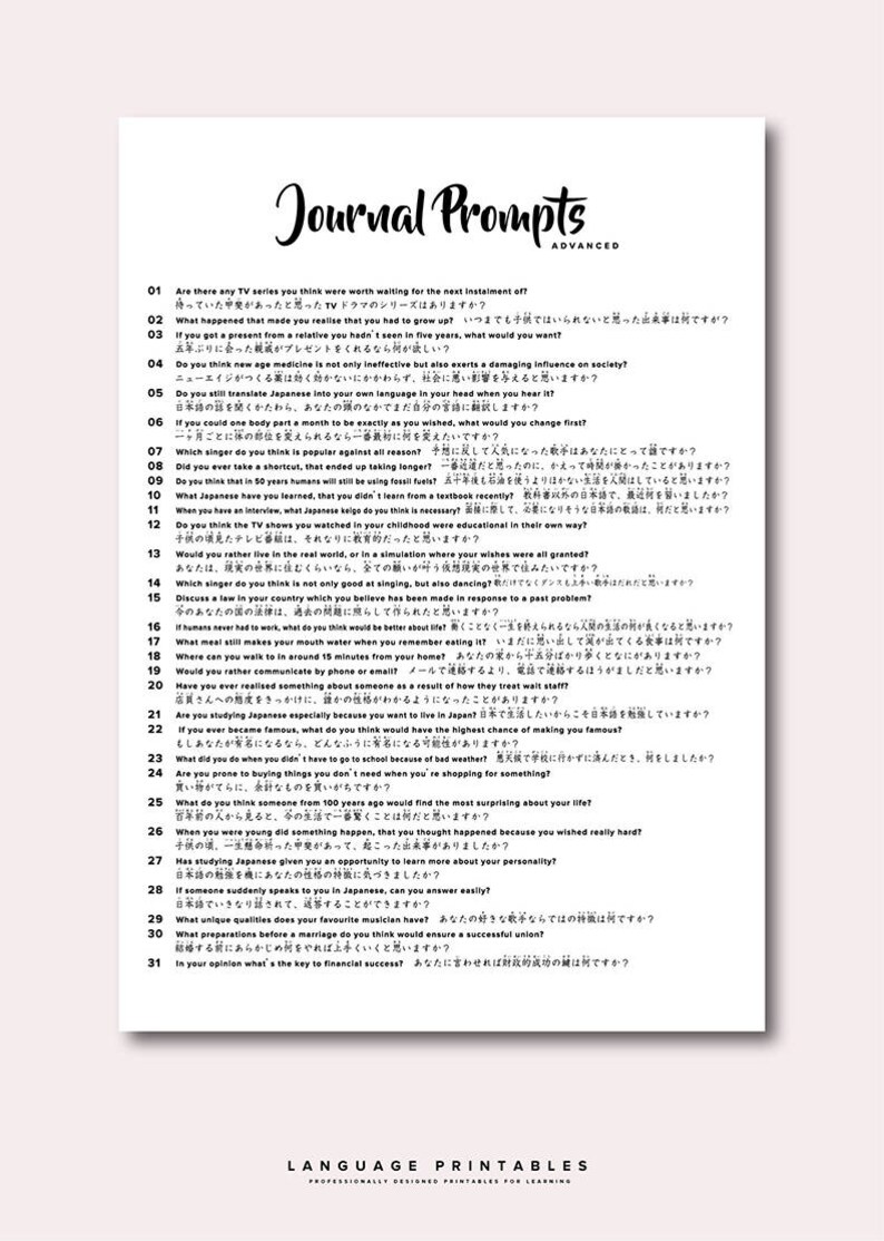 Advanced Japanese Journal Writing Pack 2 - Etsy