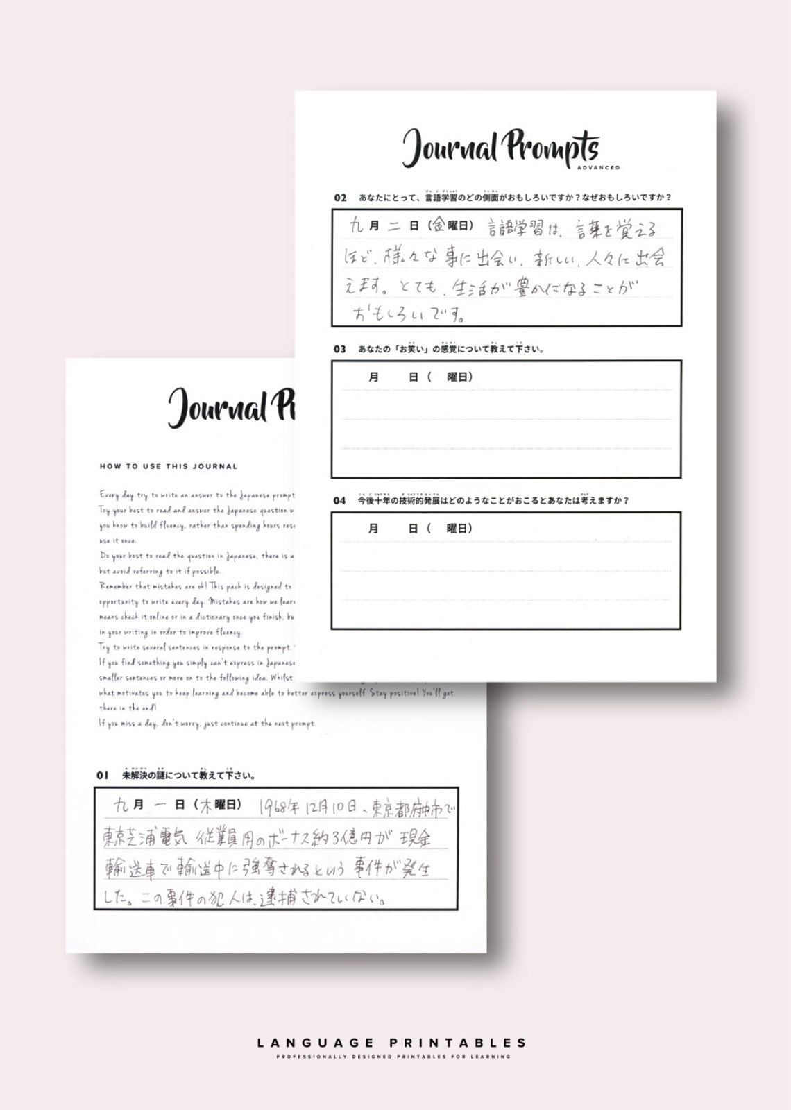 Advanced Japanese Journal Writing Pack - Etsy