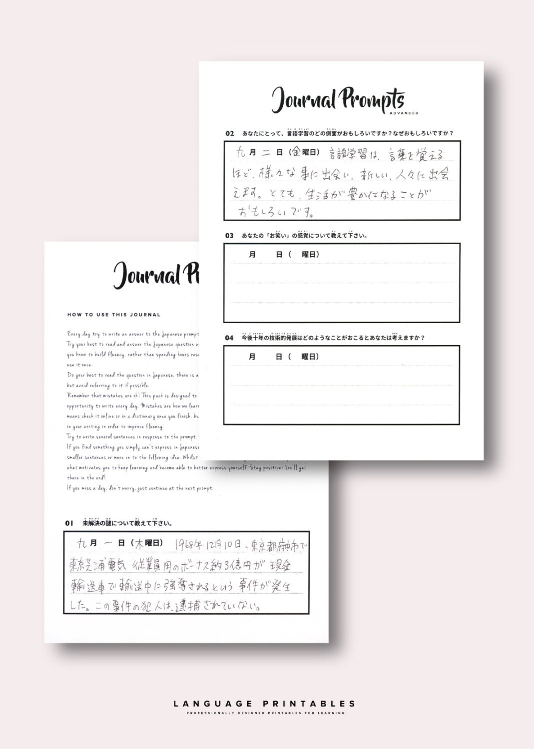 Advanced Japanese Journal Writing Pack - Etsy
