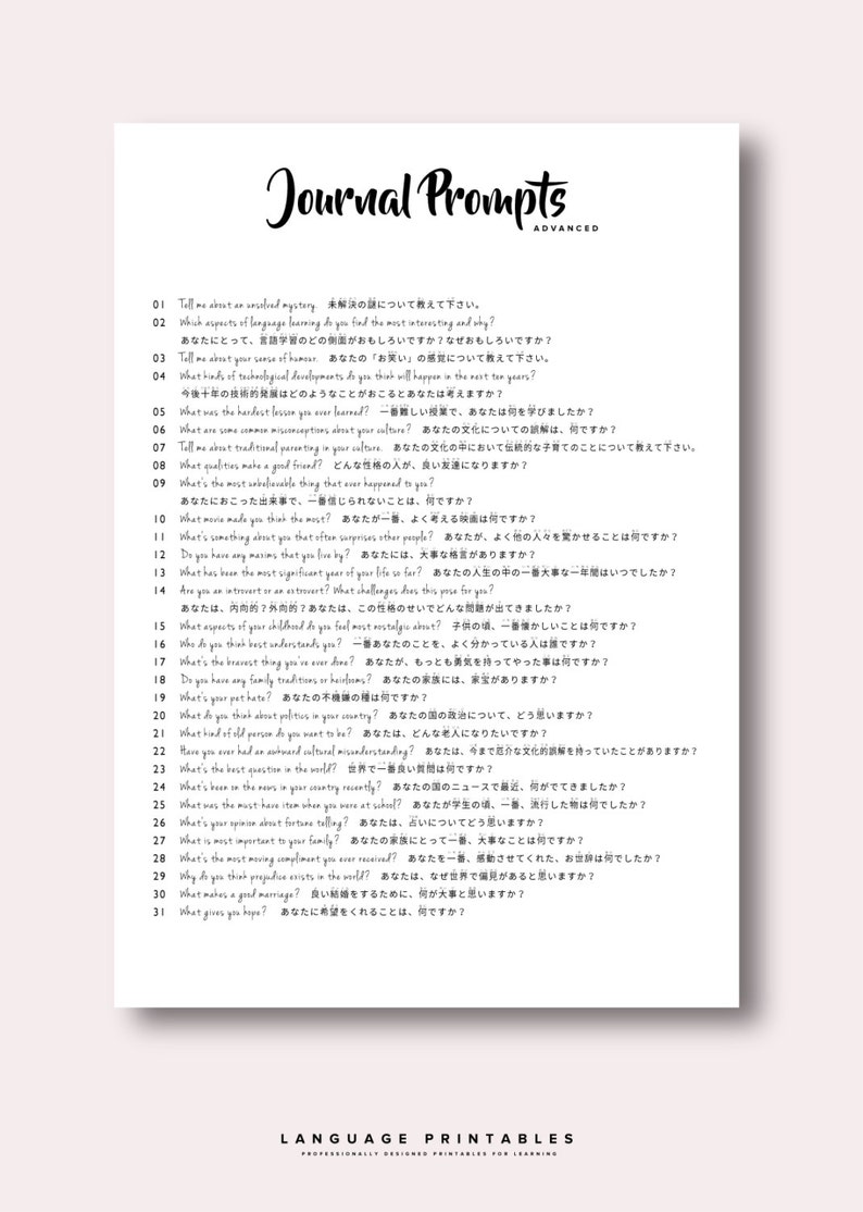 Advanced Japanese Journal Writing Pack - Etsy