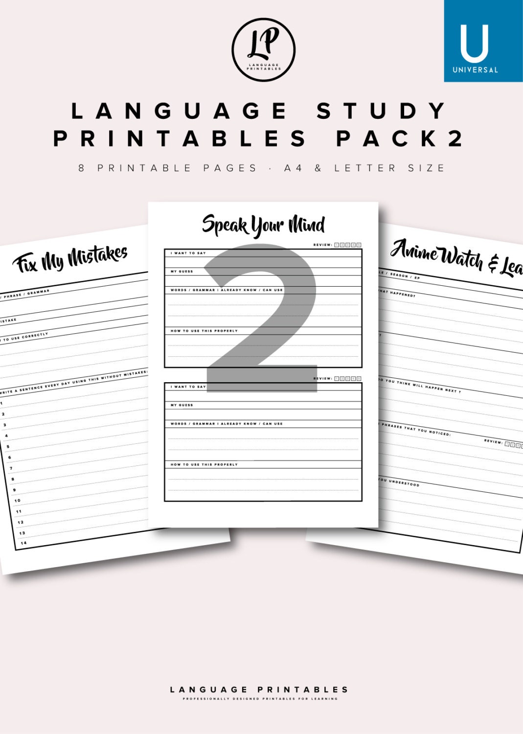 Language Study Printables Pack 2 - Etsy