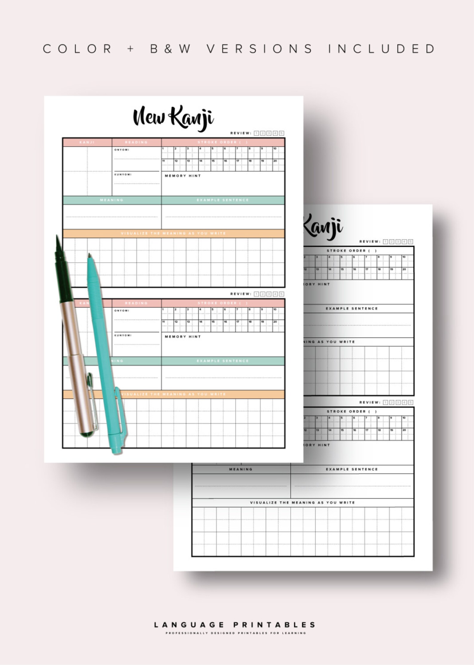Kanji Study Printable - Etsy UK
