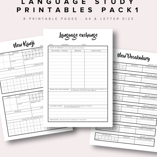 Language Study Printables Pack 1 - Etsy