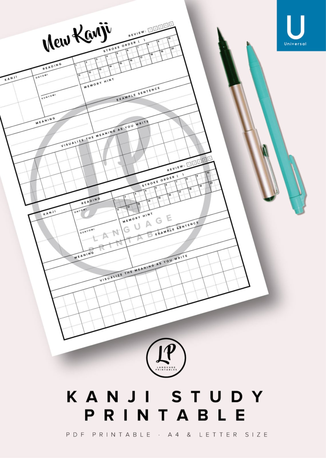 Kanji Study Printable - Etsy