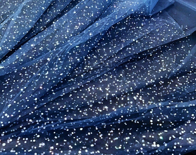54 W Standard Royal Navy Blue Glitter Sparkle Tulle Fabric Price per ...