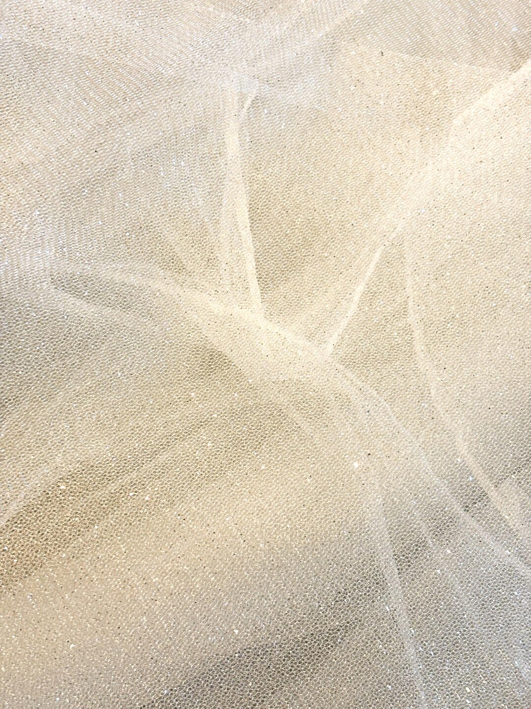 Ivory (almost White) Silver Glitter Tulle Fabric: 2-way Stretch, 60 ...
