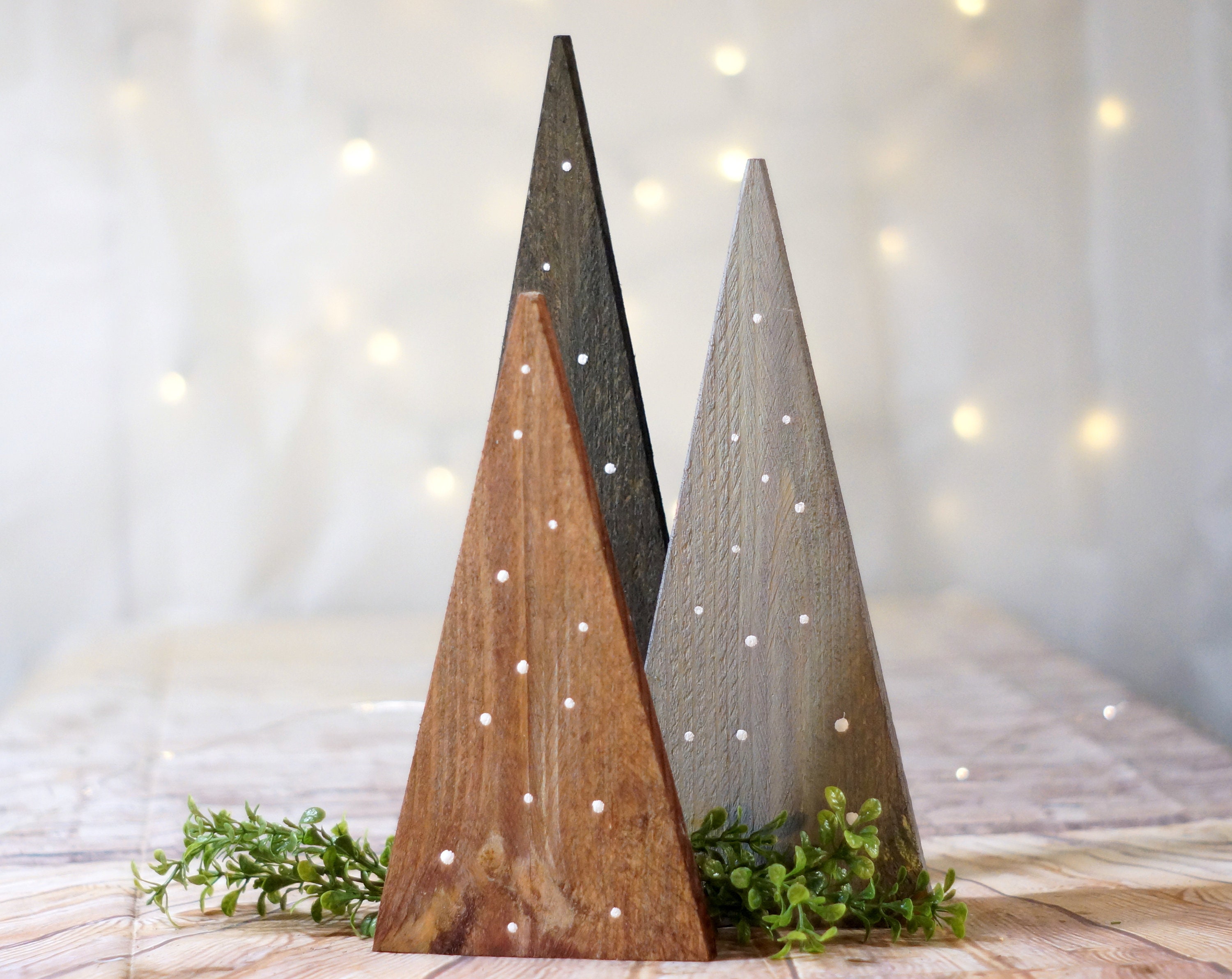 Farmhouse Christmas Tree Set Table Centerpiece Rustic Home - Etsy UK