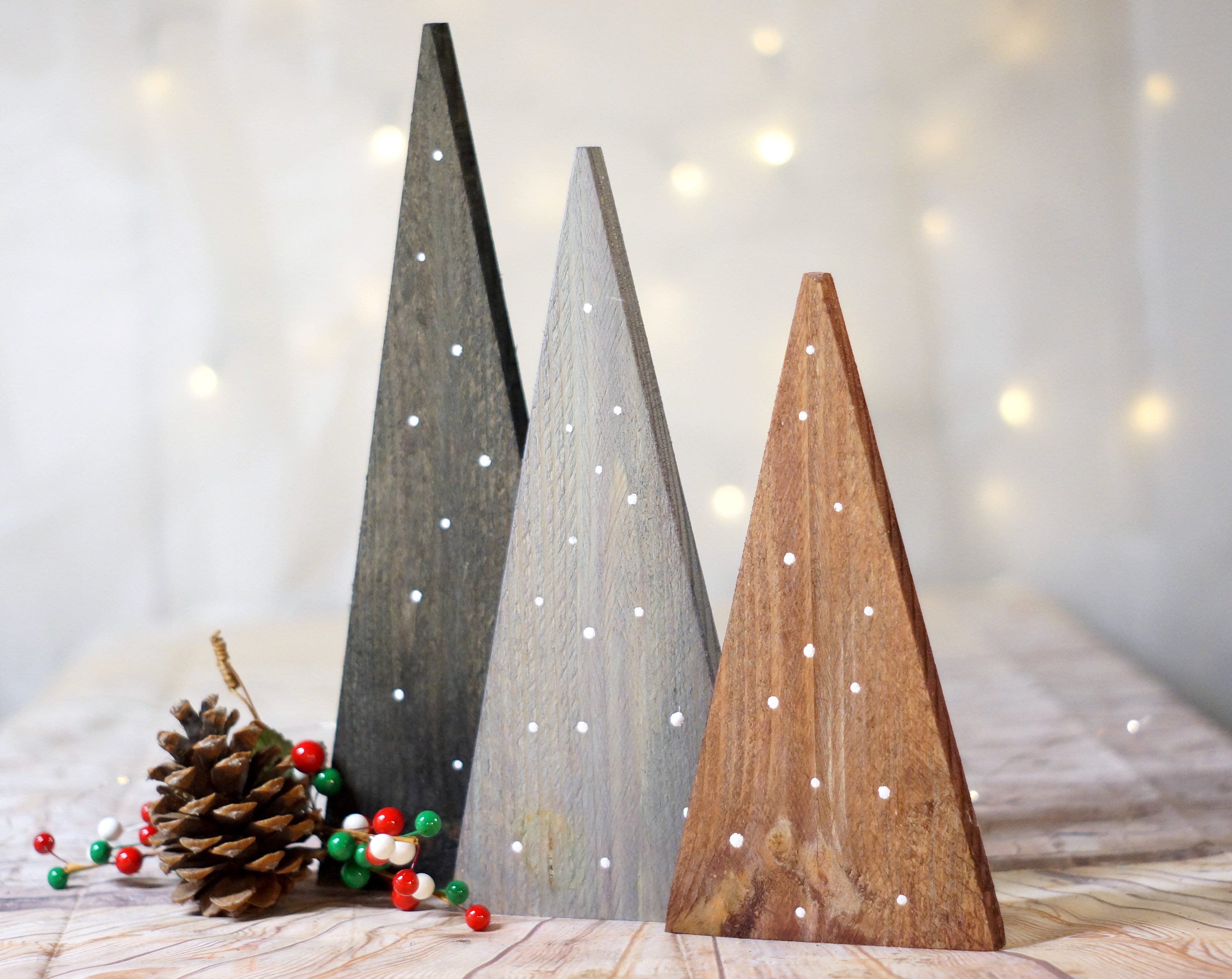 Farmhouse Christmas Tree Set Table Centerpiece Rustic Home - Etsy UK