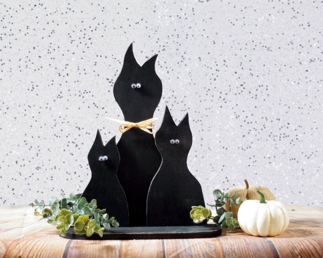 Primitive Black Cat Set, Halloween Decor, Rustic Fall Decor, Fall Porch ...