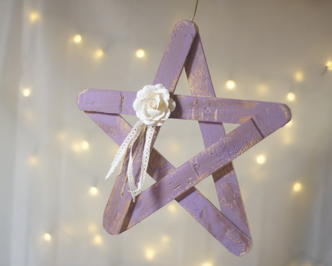 Purple Wood Star, Primitive Star, Rustic Wall Decor, Nursery Wall ...