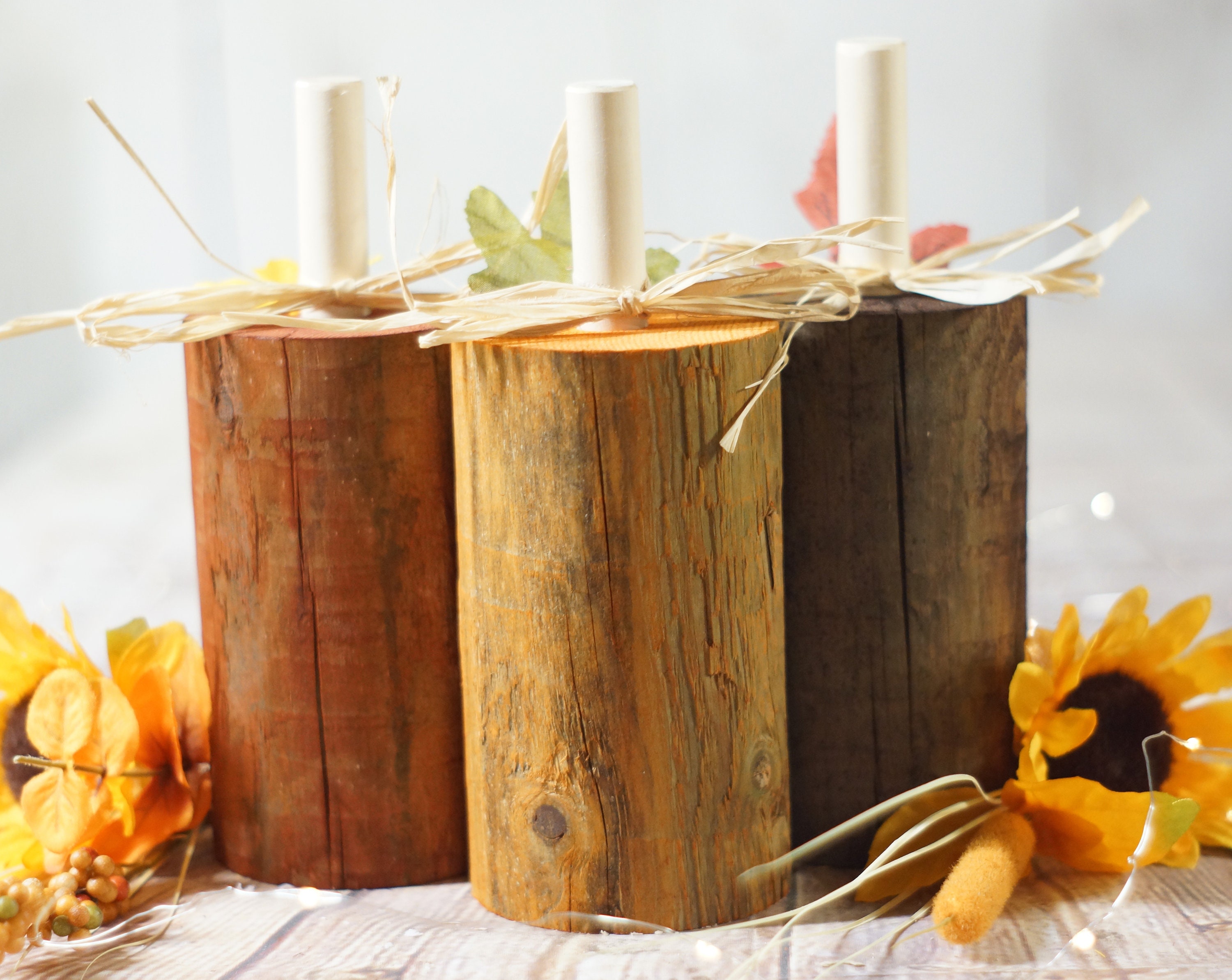 Log Pumpkins Fall Decor Porch Seasonal Decor Wood Pumpkin - Etsy