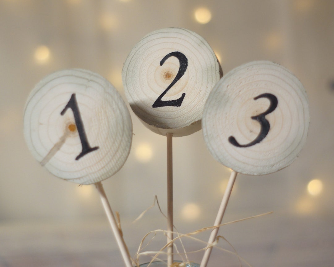 Log Slice Table Numbers Rustic Wedding Wooden Numbers Boho - Etsy