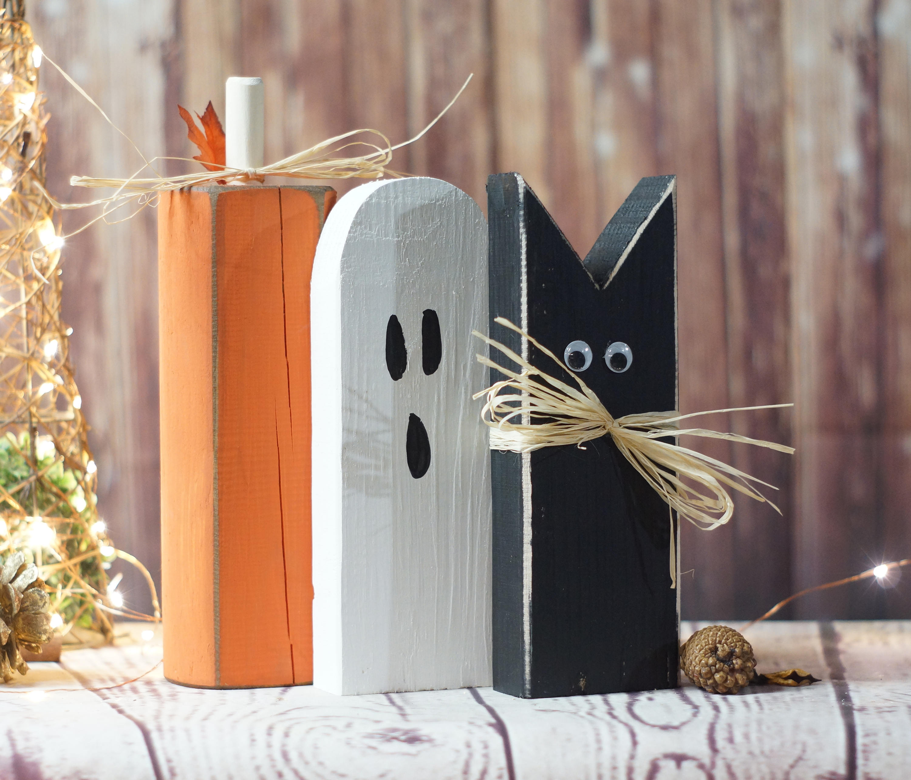 Rustic Halloween Black Cat Pumpkin Ghost Shelf Sitter - Etsy Sweden