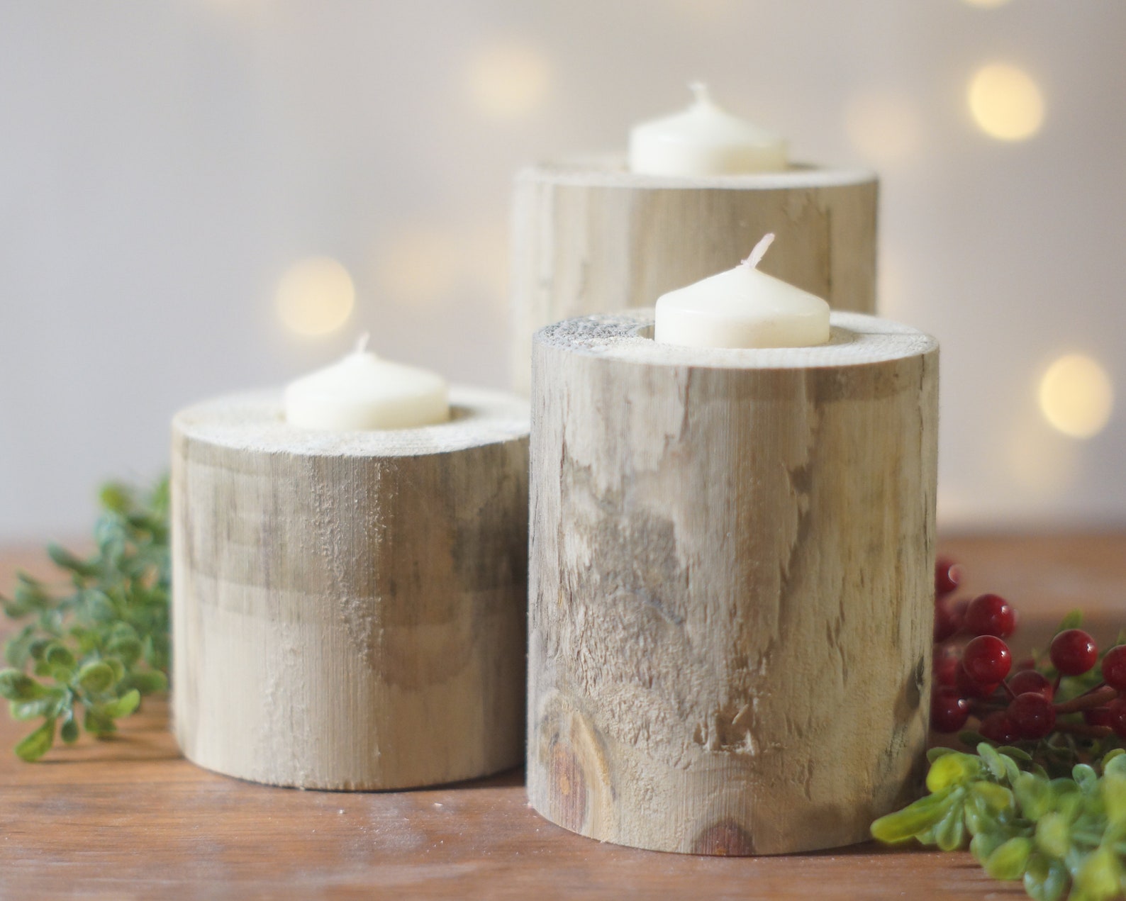 Natural Log Candle Holder Wooden Tealight Votive Farmhouse - Etsy