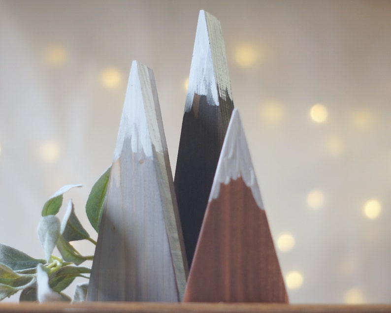 Wooden Wood Mountain Decor Set Cabin Wanderlust Monochrome | Etsy