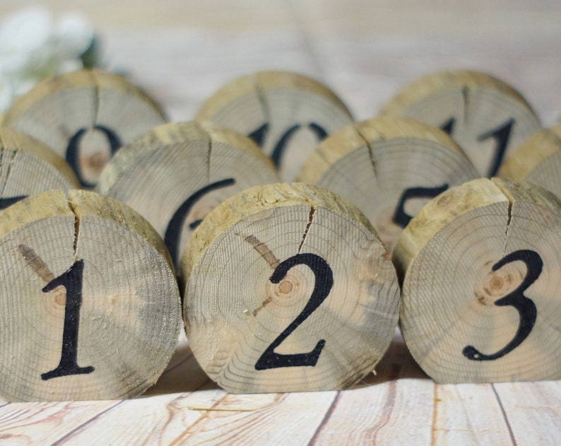 Log Slice Table Numbers for Rustic Wedding Wooden Reception - Etsy
