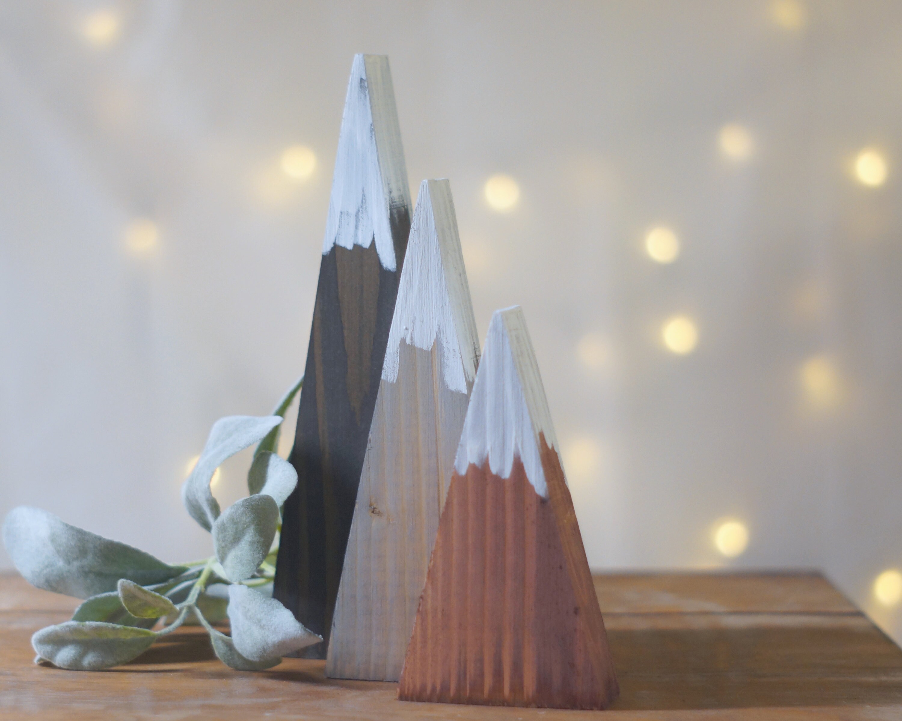 Reclaimed Wood Mountain Decor Set, Snowy Caps, Rustic Farmhouse - Etsy