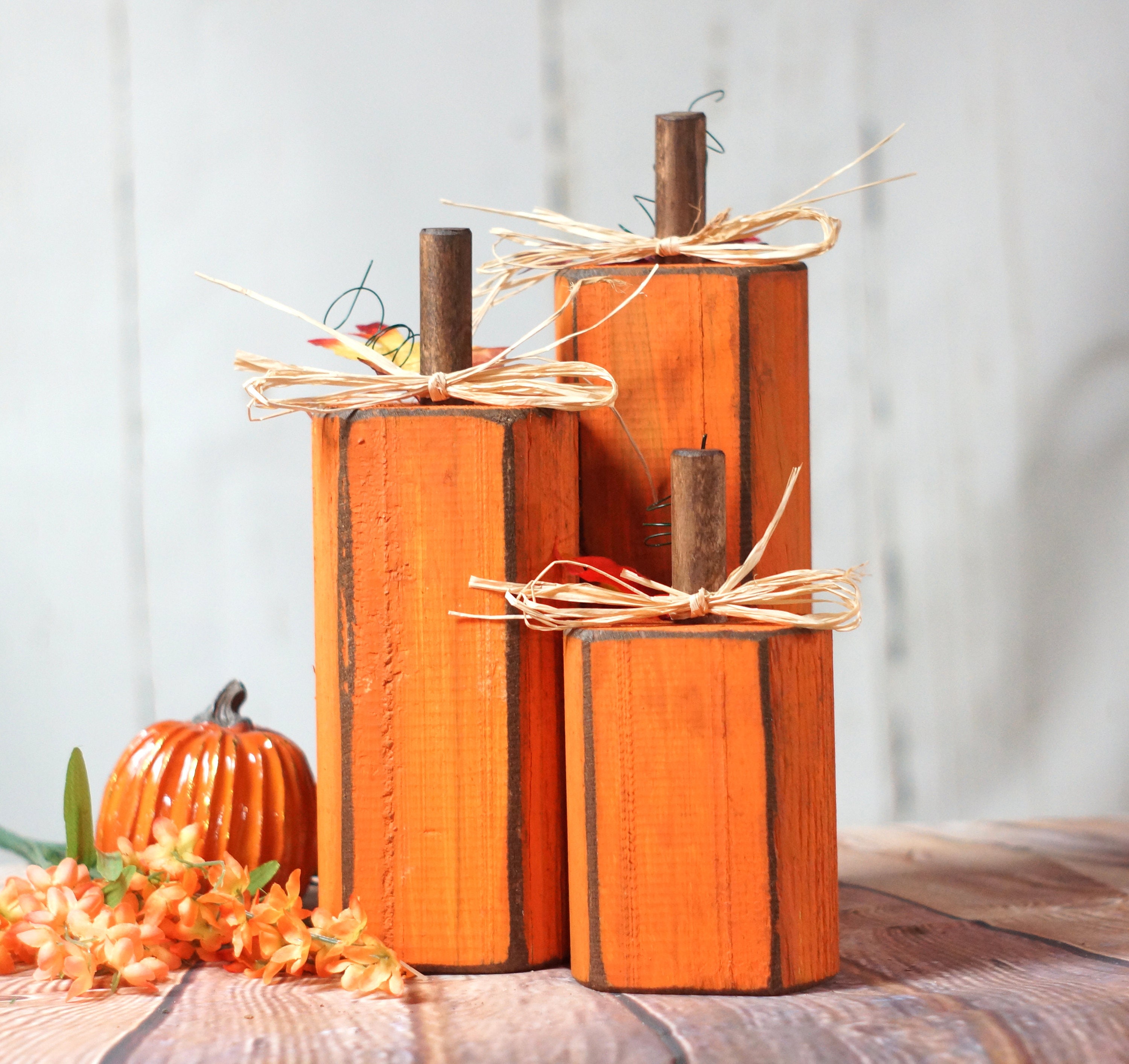 Rustic Wooden Pumpkins, Pumpkin Decor, Rustic Thanksgiving Decor ...
