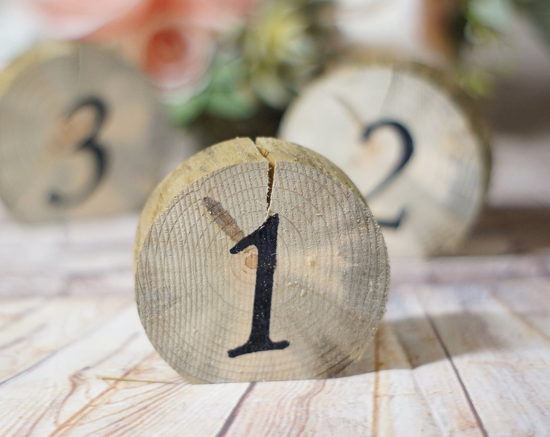 Log Slice Table Numbers for Rustic Wedding, Wooden Reception Decor ...