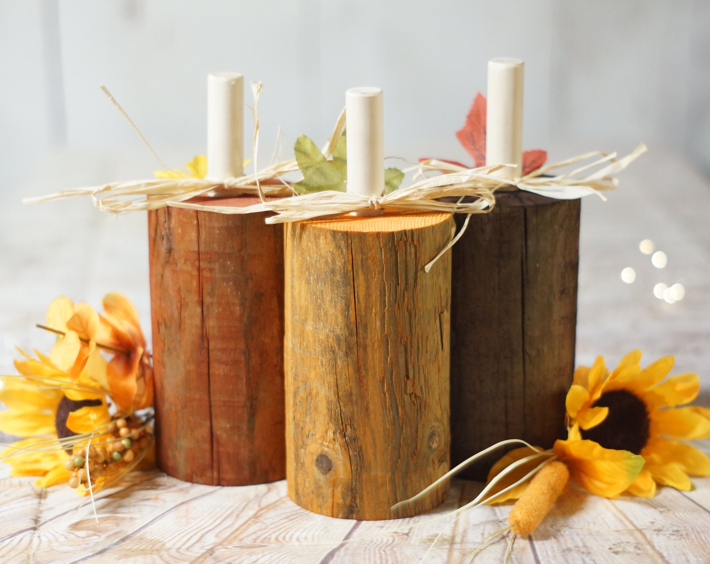 Log Pumpkins Fall Decor Porch Seasonal Decor Wood Pumpkin - Etsy