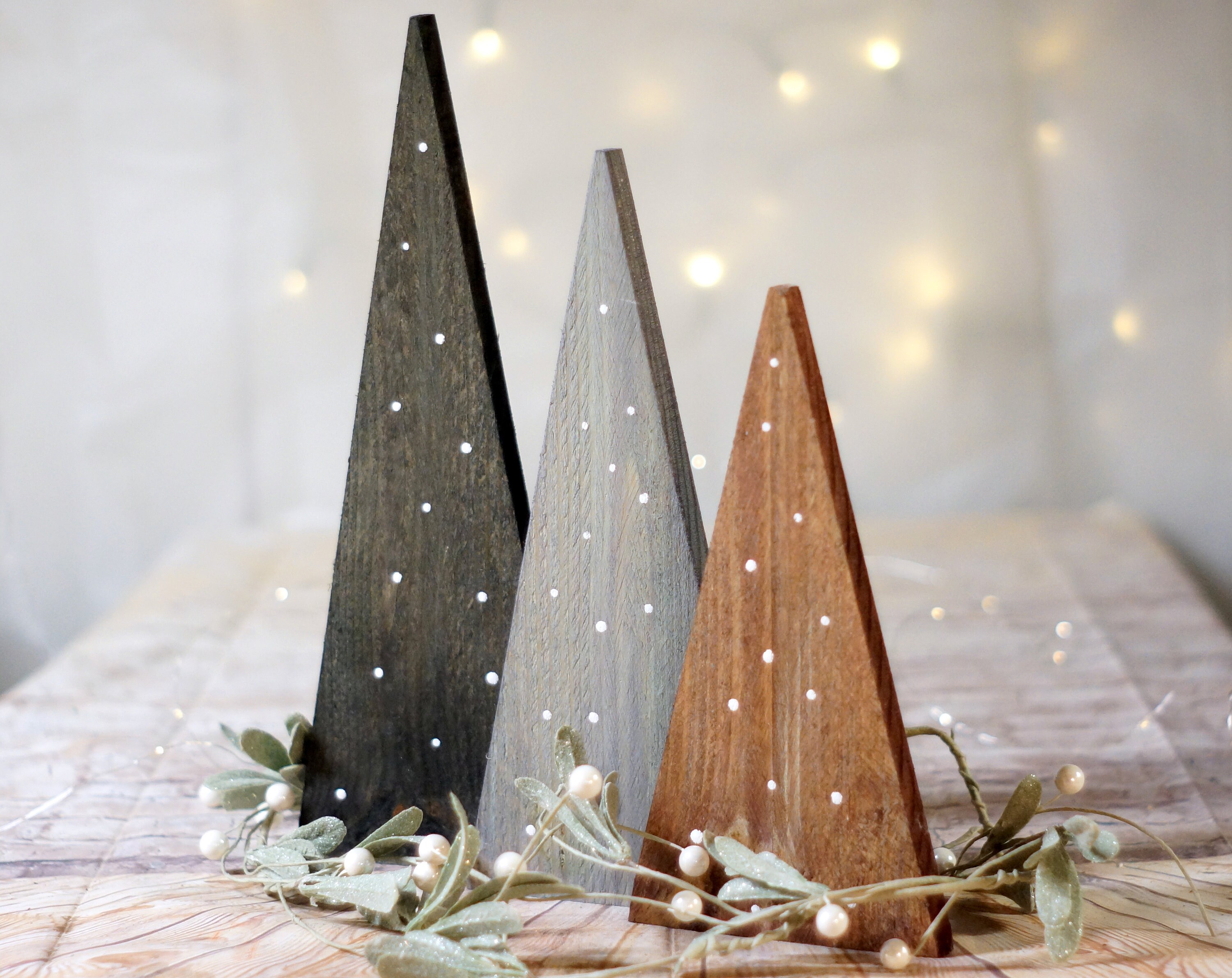 Farmhouse Christmas Tree Set Table Centerpiece Rustic Home - Etsy UK