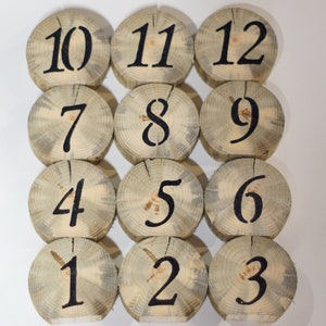 Log Slice Table Numbers for Rustic Wedding, Wooden Reception Decor ...