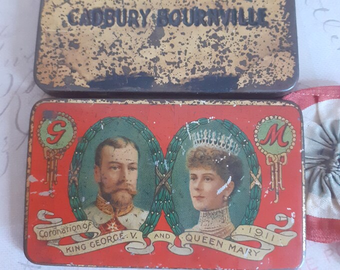 Coronation 1911 Antique Tin, Cadbury Chocolate, King George V and Queen ...