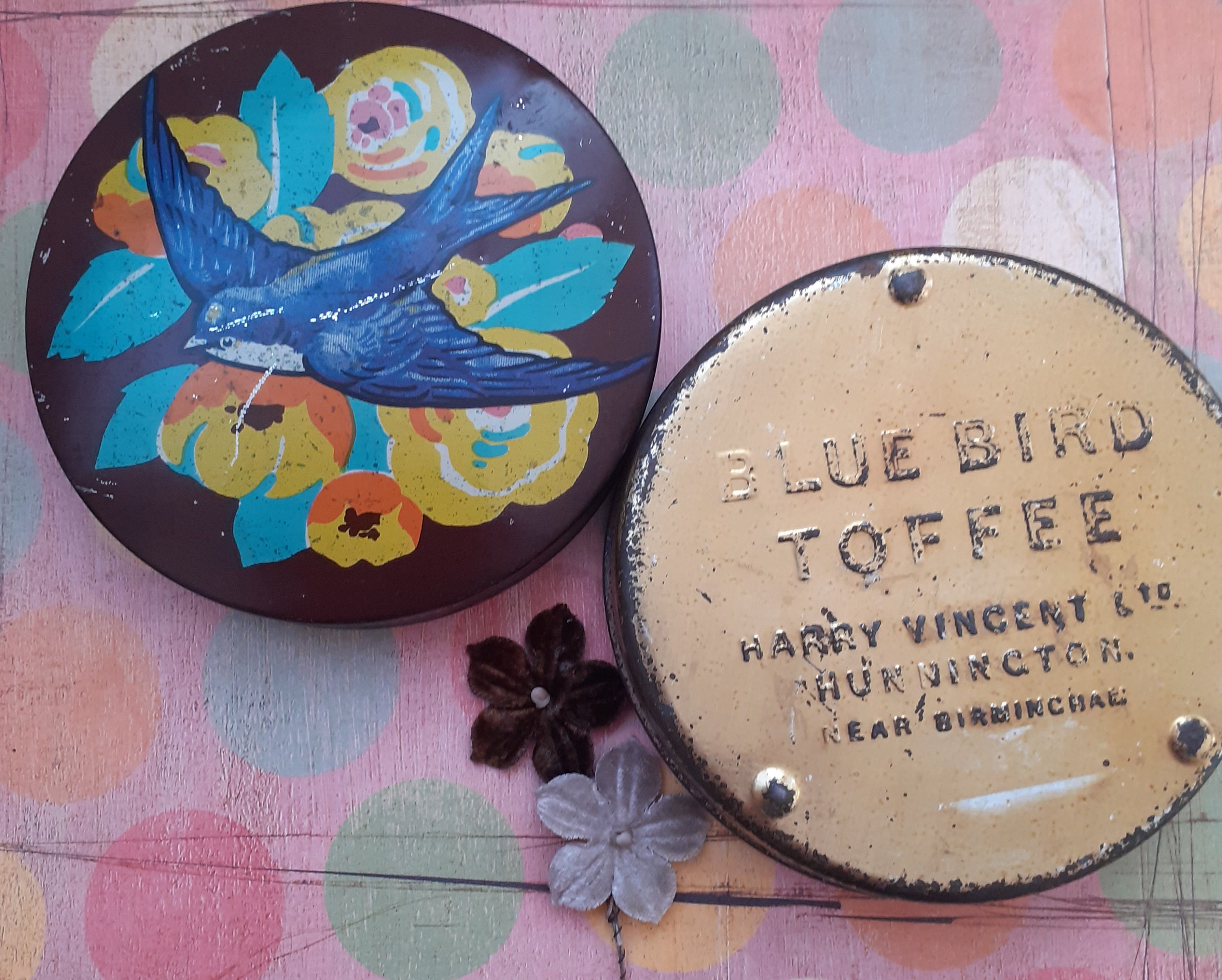 Harry Vincent 'blue Bird Toffee' Vintage Tin With - Etsy UK