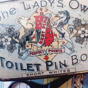 The Lady's Own Toilet Pin Box, Short Whites, Vintage Tin, Tubbs, Lewis ...